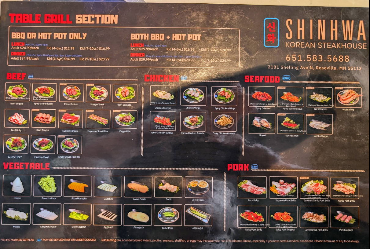 Shinhwa Korean Steakhouse Menu, Opening Hours, Prices & Address