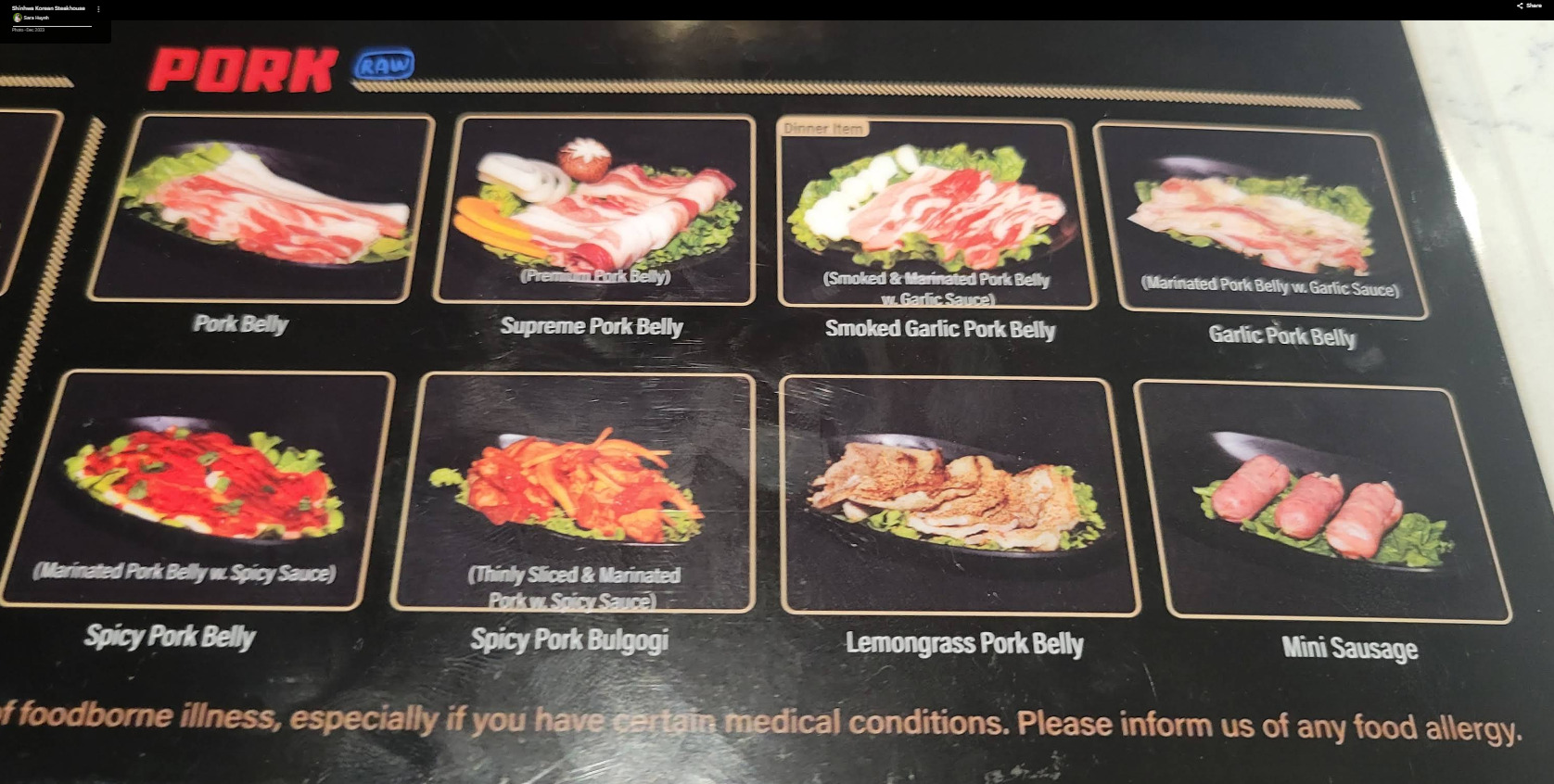 Shinhwa Korean Steakhouse Menu, Opening Hours, Prices & Address